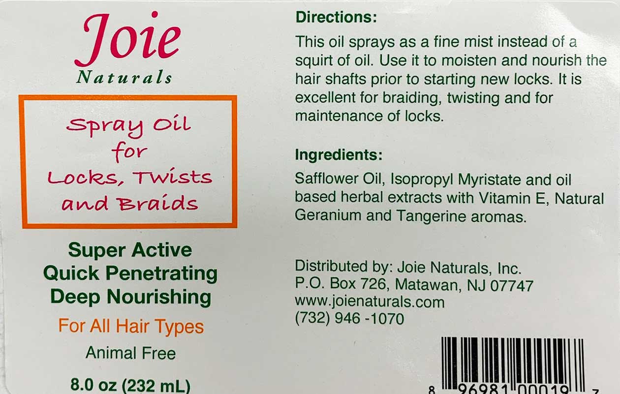 Spray oil for Locks, Twists and Braids. 12 bottles. - Joie Naturals